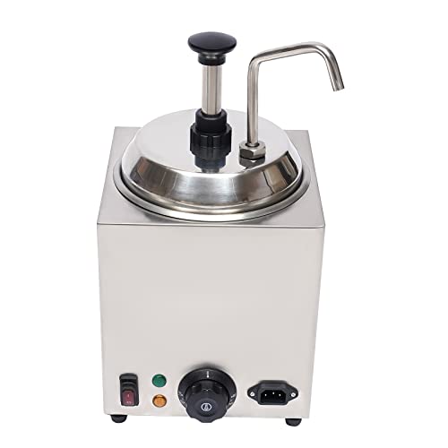 Cheese Dispenser,2.6Qt Hot Fudge Caramel Warmer,Electric Cheese Warmer with Heated Pump,800W Hot Fudge Warmer,Stainless Steel Hot Cheese Dispenser