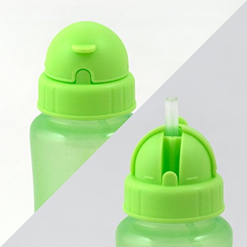 green sprouts Straw Bottle | Silicone straw promotes healthy oral development | Flip-cap locks to prevent spills, 2 straw drinking options: traditional & tilted, Dishwasher safe