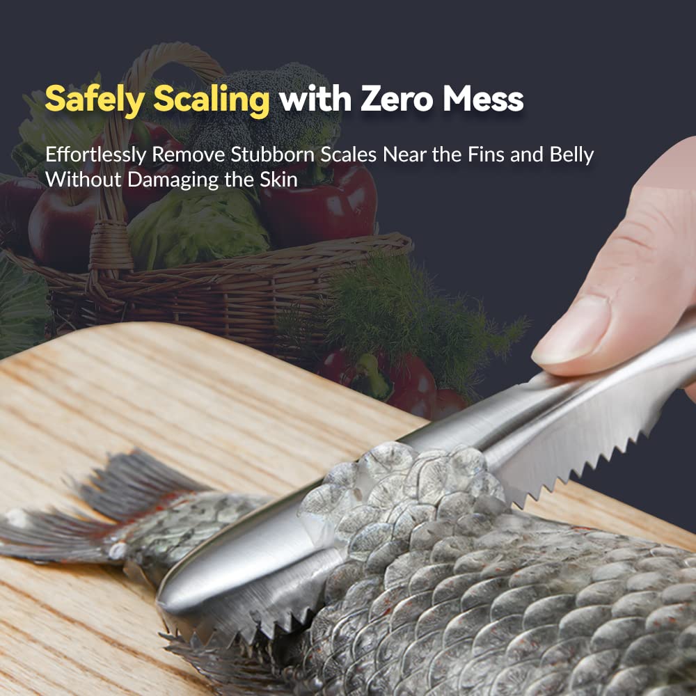 ADORAMBLING 2 Pieces Fish Scaler Tool Stainless Steel Fish Scaler Remover No Mess - Portable Fish Scale Remover Fish Descaler Tool - Durable Fish Scraper Fish Cleaner Tool for Fish Scaling Cleaning