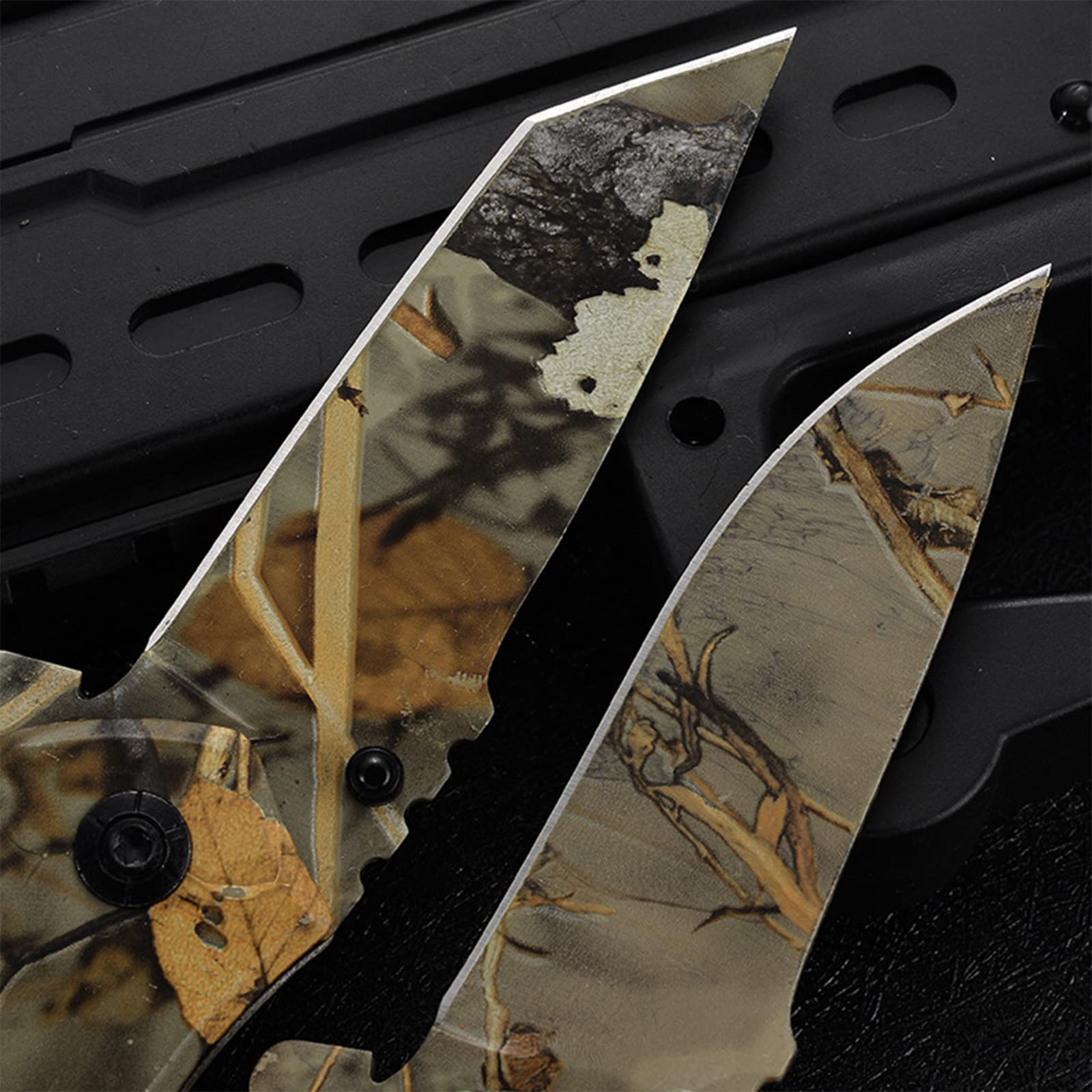 JUNZHIZHE Camouflage Folding Knife,Square Blade Folding Knife,3.2-inch Camouflage Tactical Pocket Knife - EDC Outdoor Camping and Hunting Tools,Father's Day Gift(2Pack)