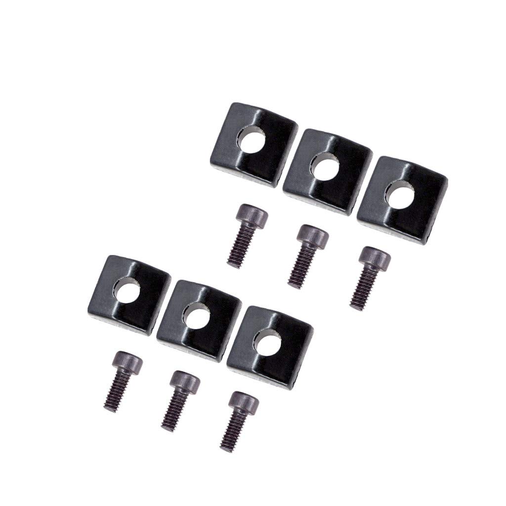 6 Pieces Electric Guitar Locking Nut Clamp with 6 Pieces Electric Guitar Locking Nut Screws fit for for Floyd Rose Tremolo Bridge Parts Silver (Black)