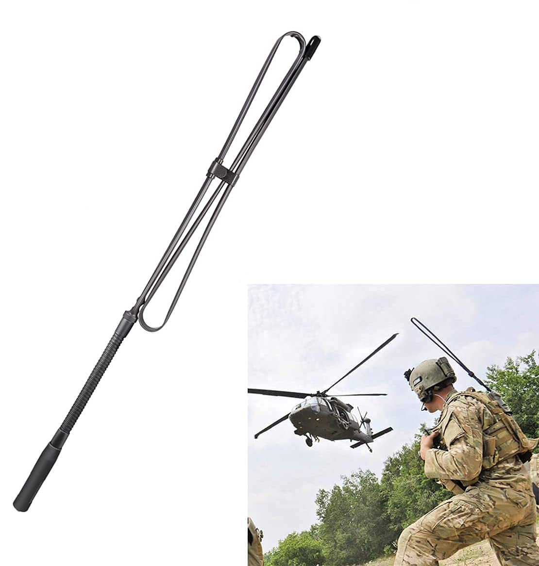Bingfu CS Tactical VHF UHF SMA-Female Antenna 49 inch Dual Band 136-520MHz Gooseneck Ham Radio Antenna Compatible with Kenwood Baofeng UV-5R BF-F8HP UV-82 BF-888S UV-5X3 UV-9R Handheld Two Way Radio