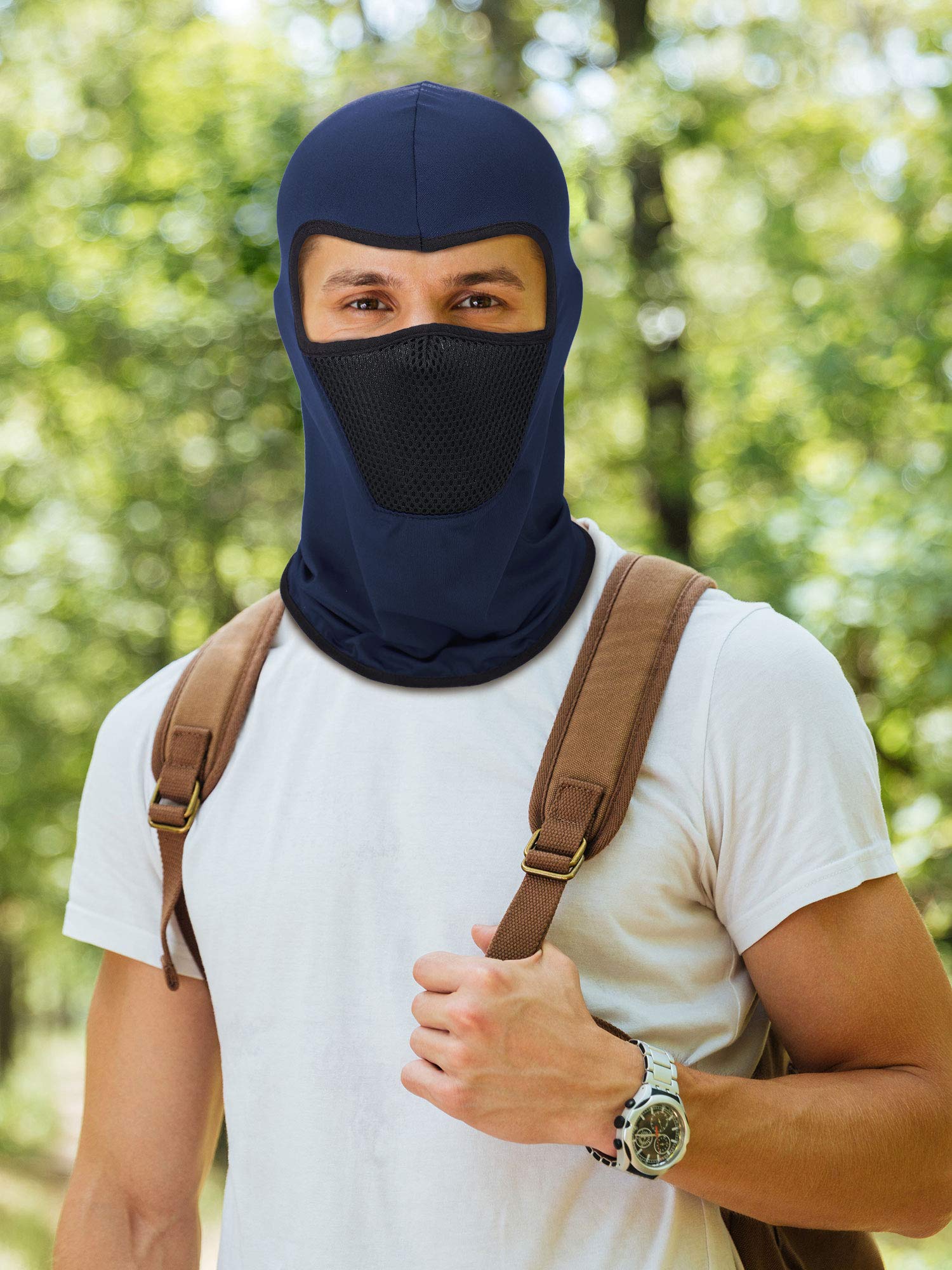 6 Pieces Summer Balaclava Face Mask Breathable Sun Dust Protection Mask Long Neck Cover for Outdoor Activities (Grey, Purple, Black, Navy Blue)