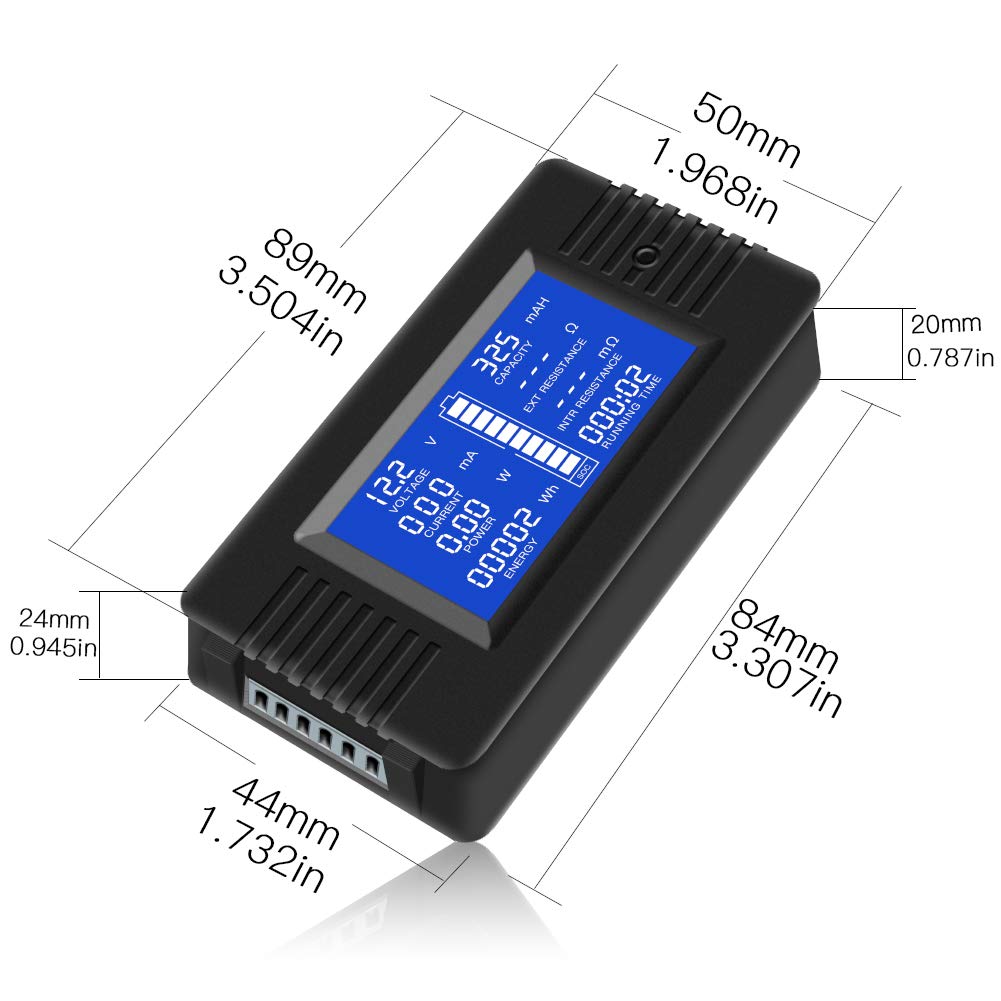 DC Multifunction Battery Monitor Meter,0-200V,0-10A (Widely Applied to 12V/24V/48V RV/Car Battery) LCD Display Digital Current Voltage Solar Power Meter Multimeter Ammeter Voltmeter