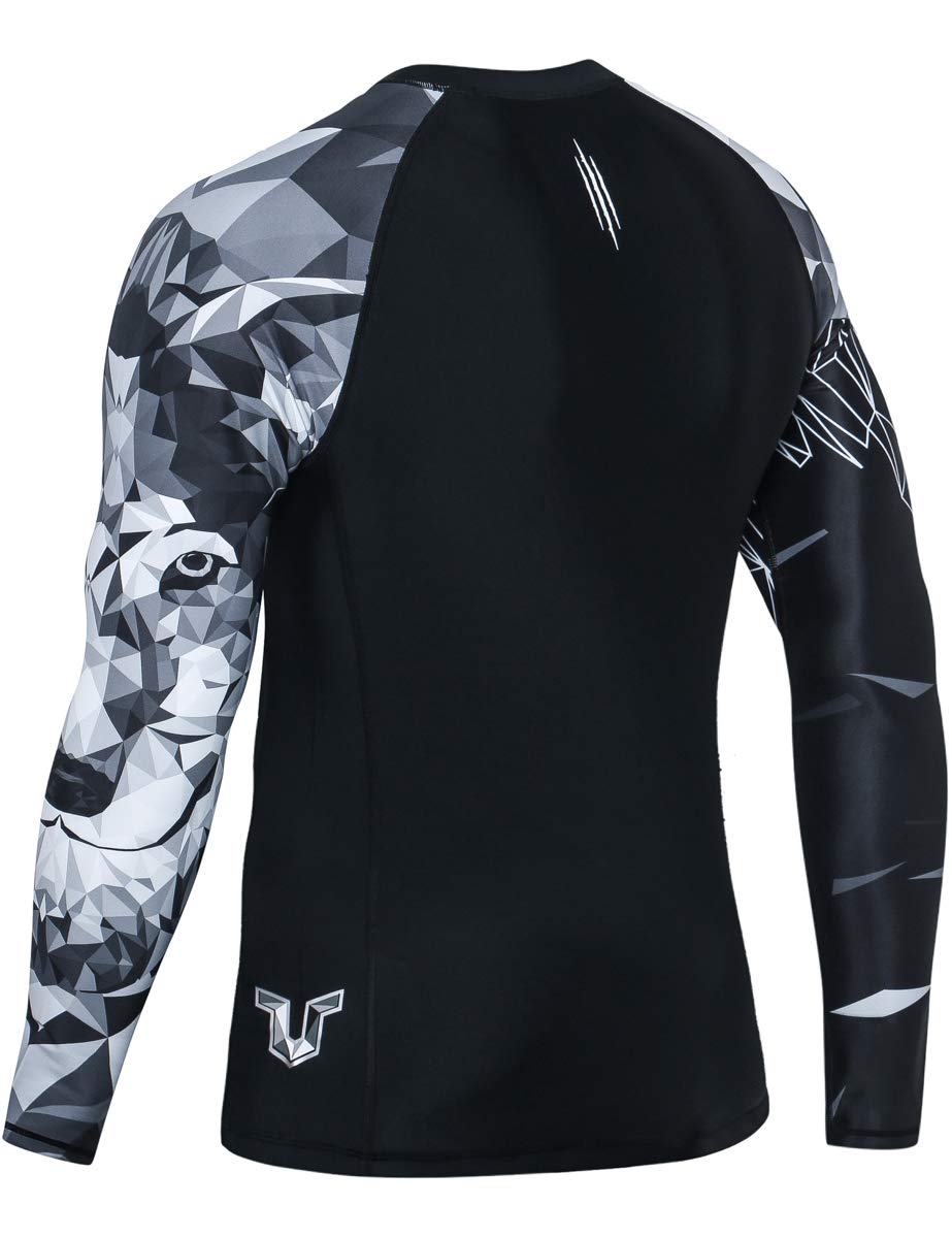 ADOREISM Quick-Dry Men's Long Sleeve Rash Guard UPF 50+ Compression Swim Shirt (Wolf, XL)