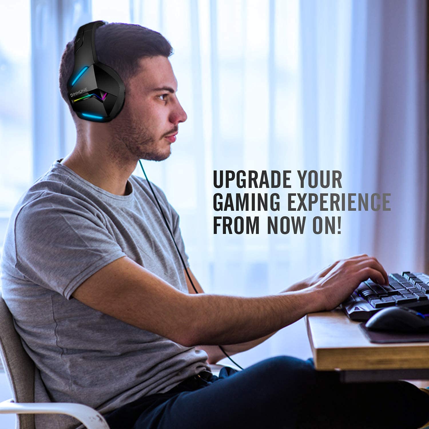 BINNUNE Gaming Headset with Microphone for PS4 PS5 Xbox One PC Playstation 4 Xbox 1 Game Audifonos Gamer Headphones with Mic (Renewed)