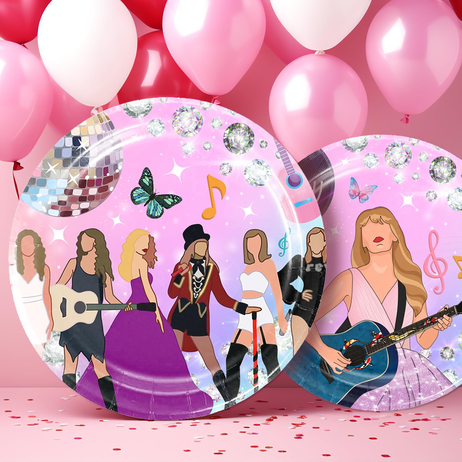 81pcs Birthday Party Decorations Plates, Birthday Party Supplies Include 40pcs Plates 40pcs Napkins 1pc Tablecloth Music Party Plates for Music Party Decorations Serves 20 Guests