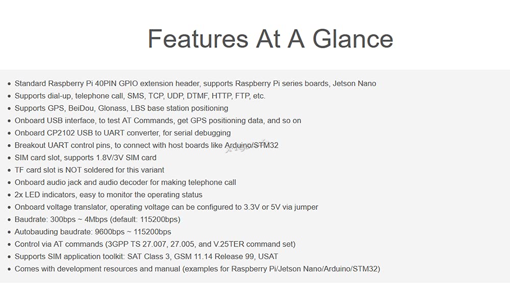 4G 3G GNSS HAT Based on SIM7600A-H LTE CAT4 150Mbps Wireless Communication Telephone Call SMS Compatible with Raspberry Pi 4 3 2 Model B B+ Zero W WH (US CA)@XYGStudy