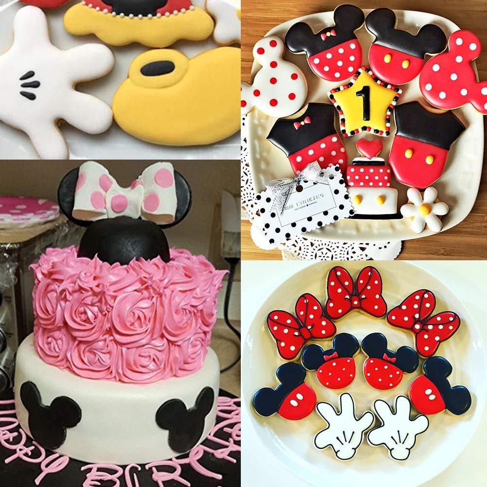 8 Pieces Mickey Mouse Cookie Cutters,Stainless Steel Cutters Mickey Minnie Mouse Shaped Biscuit Molds for Themed Birthday Baby Shower Holiday Parties