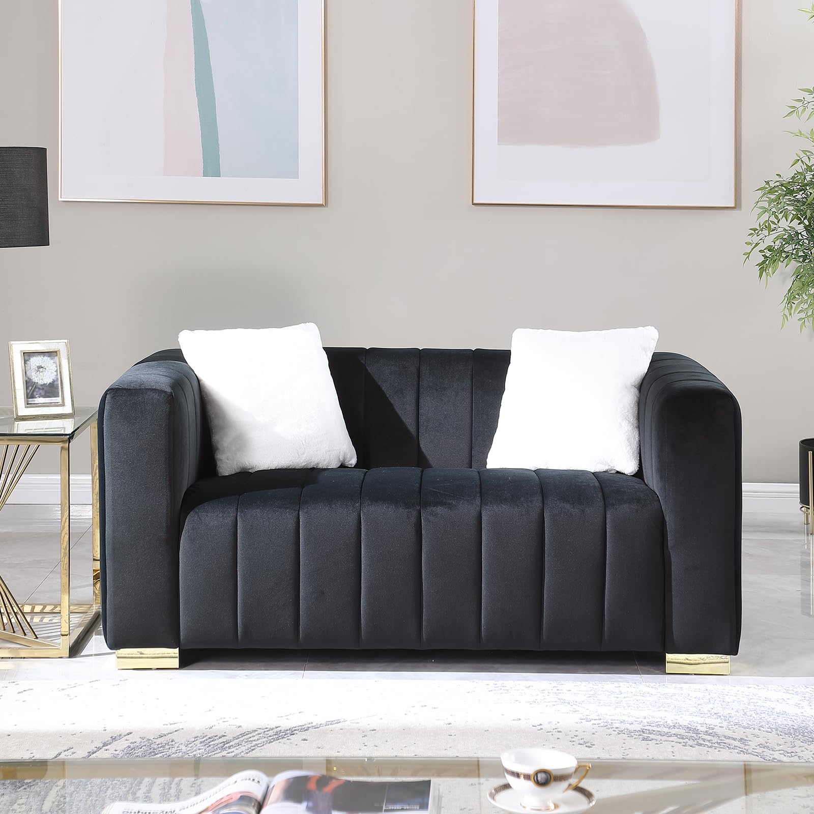 Alberobelo Velvet Couch with Extra Deep Seats, 3 Seater Sofa, Futon Couch, Sleeper Sofa, Office Couch, Mid Century Modern Couch for Living Room, Office, Bedroom