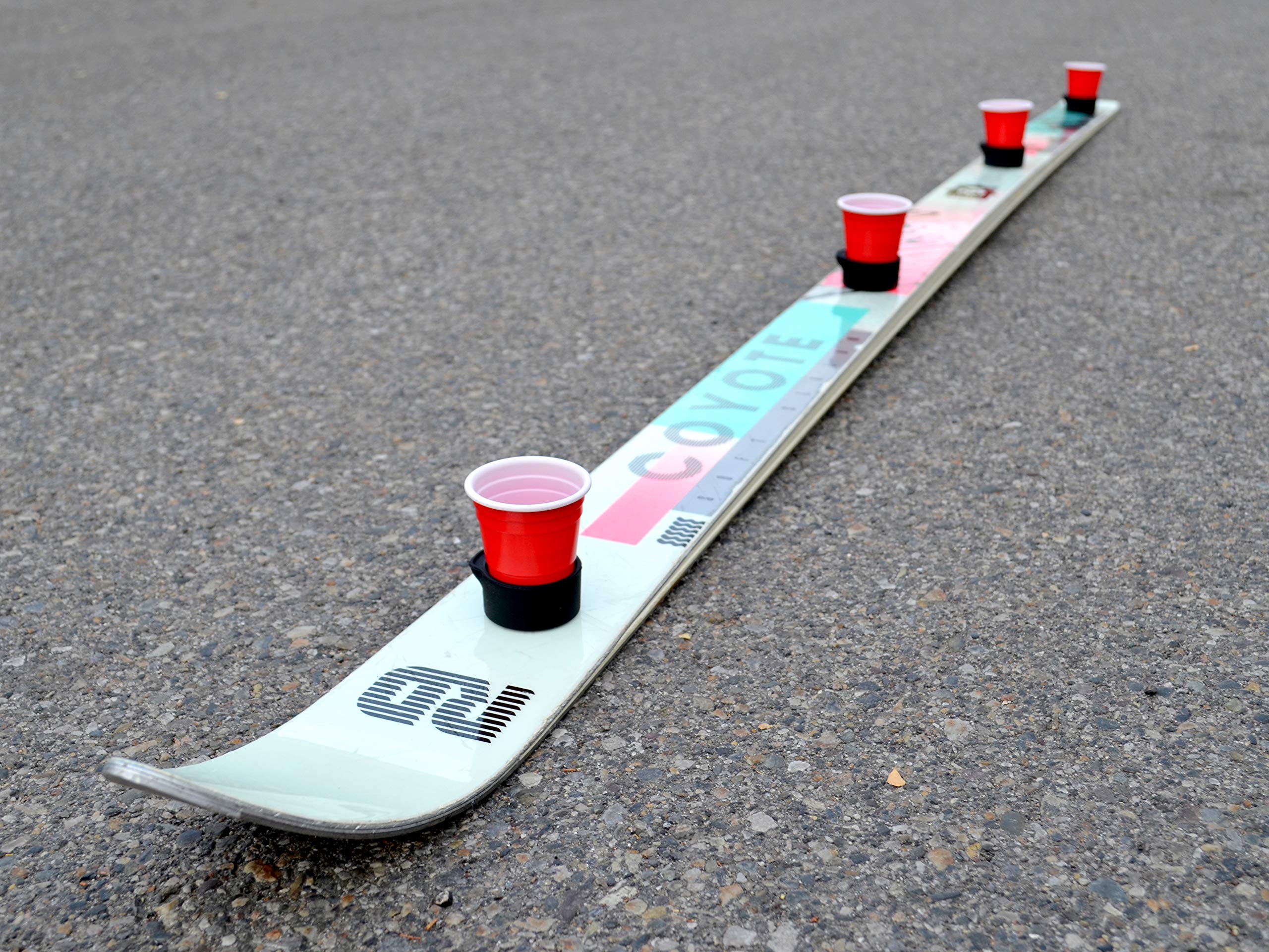 Big Shots Shooter Ski Kit, Peel-and-Stick Adhesive Mounts, No Tools Required, Fits All Standard Size Shot Glasses, 4 Mounts (Bombdiggity Black)