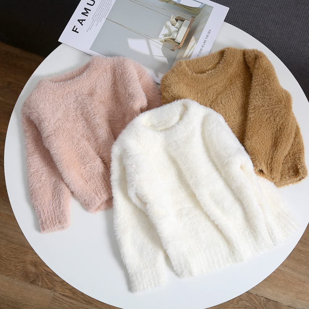 Curipeer Baby Sweater Solid Thick Basis Pullover Sweater Turtleneck Longsleeve Fall Clothes for Baby Girl and Boy White 18-24 Months