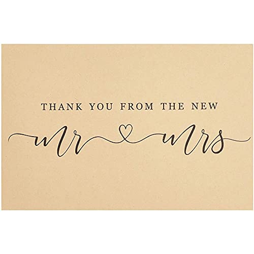 Paper Junkie Kraft Wedding Thank You Greeting Cards with Brown Envelopes (4 x 6 In, 120 Pack)