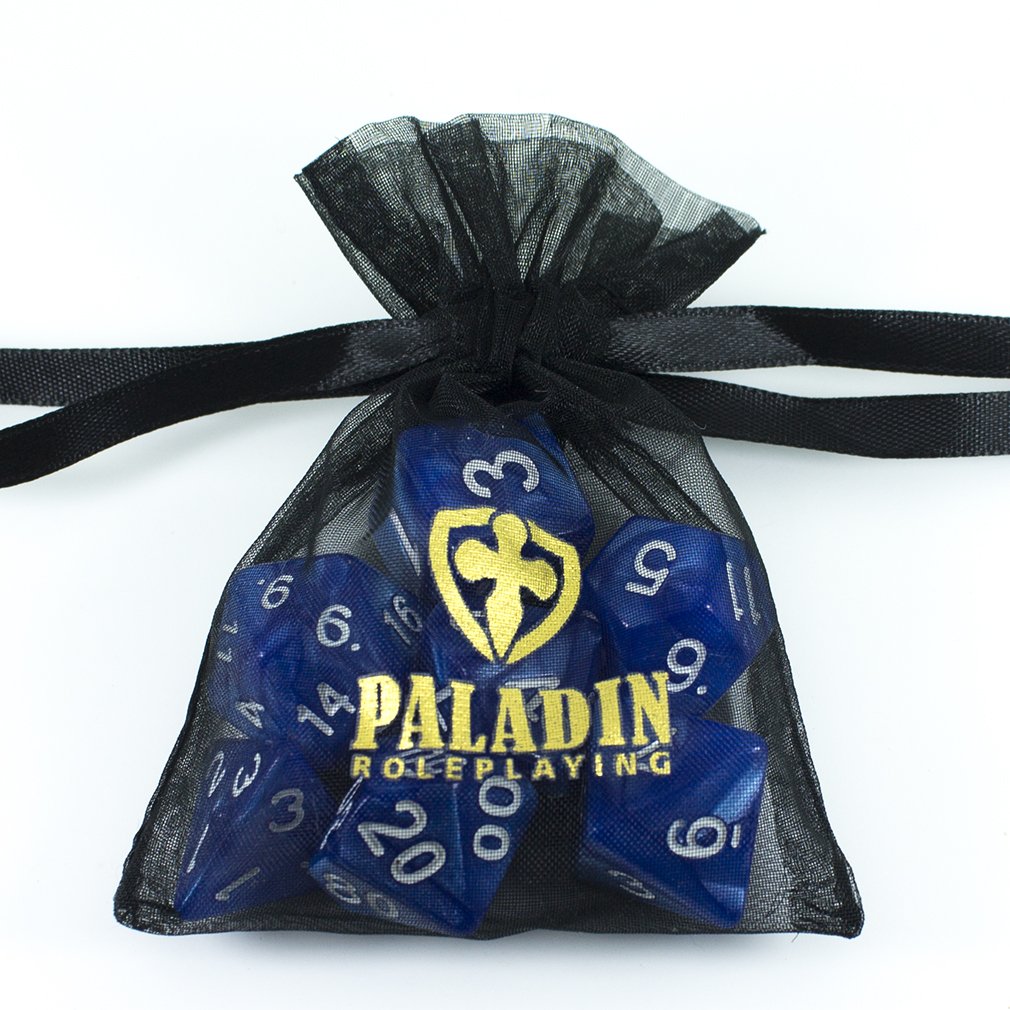 Blue RPG Dice - Full Polyhedral Set - Pearl Effect