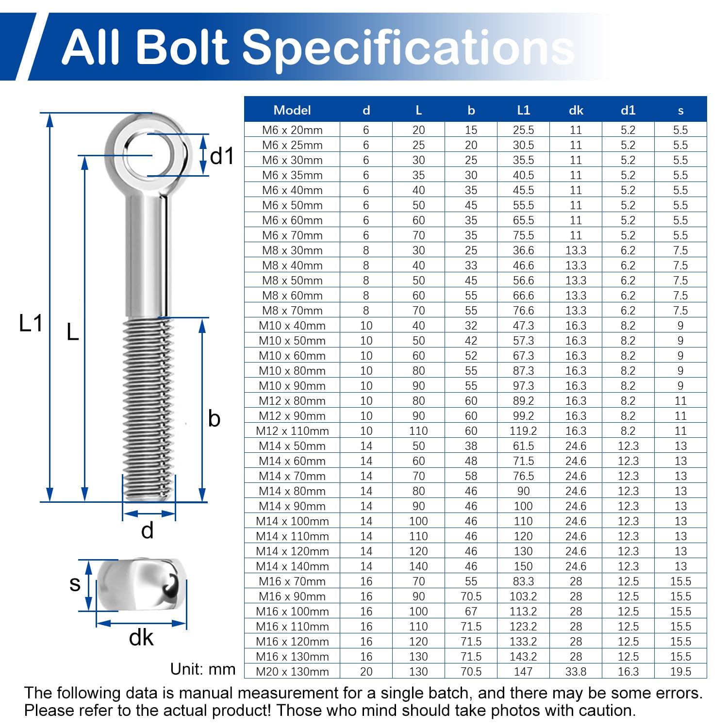 MroMax 4Pcs M6 x 35mm Swing Lifting Bolt, 304 Stainless Steel Metric Full Thread Machinery Shoulder Swing Lifting Eye Bolt for Home Renovation, Pipeline Gate Valves Fasteners