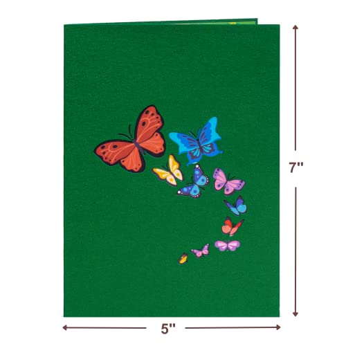 Paper Love 3D Pop Up Card, Butterflies, For Mothers Day, All Occasions - 5" x 7" Cover - Includes Envelope and Note Tag