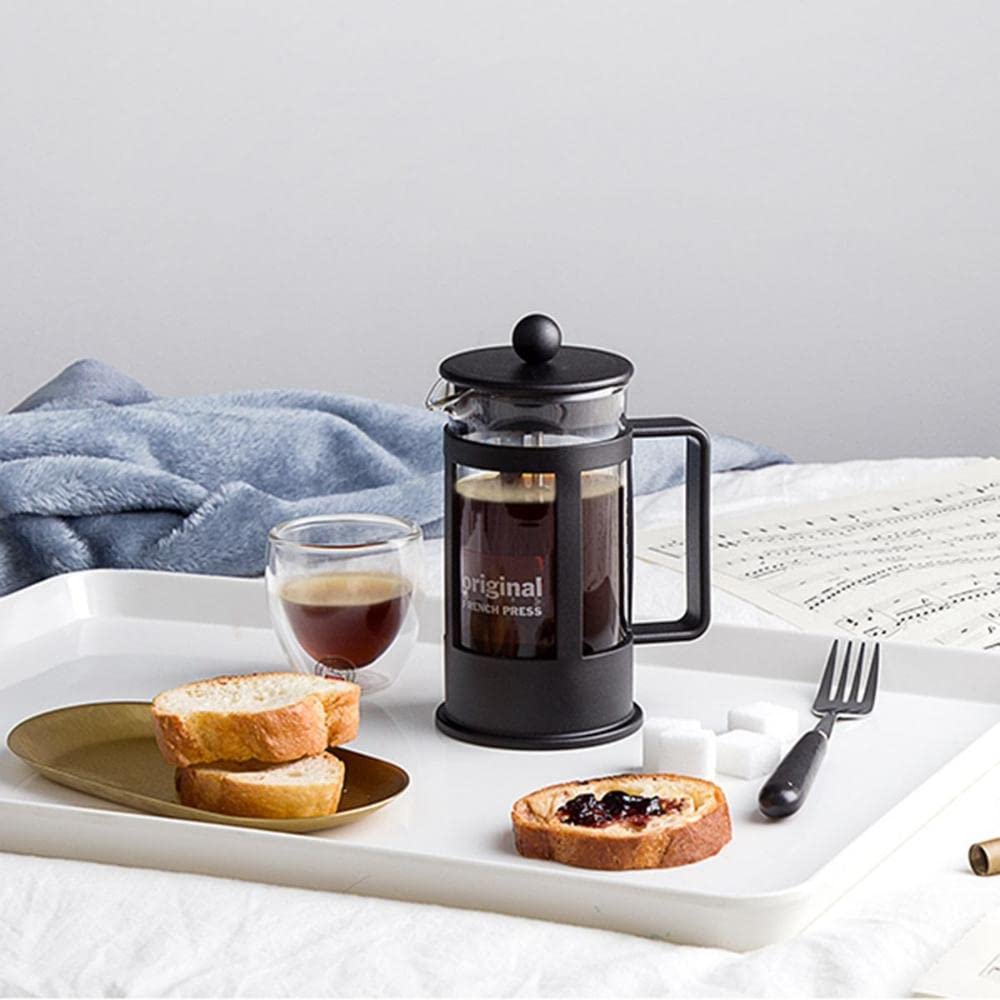 French Press Coffee Maker Espresso and Tea Maker with Triple Filters Stainless Steel Plunger and Heat Resistant Borosilicate Glass(350ml)