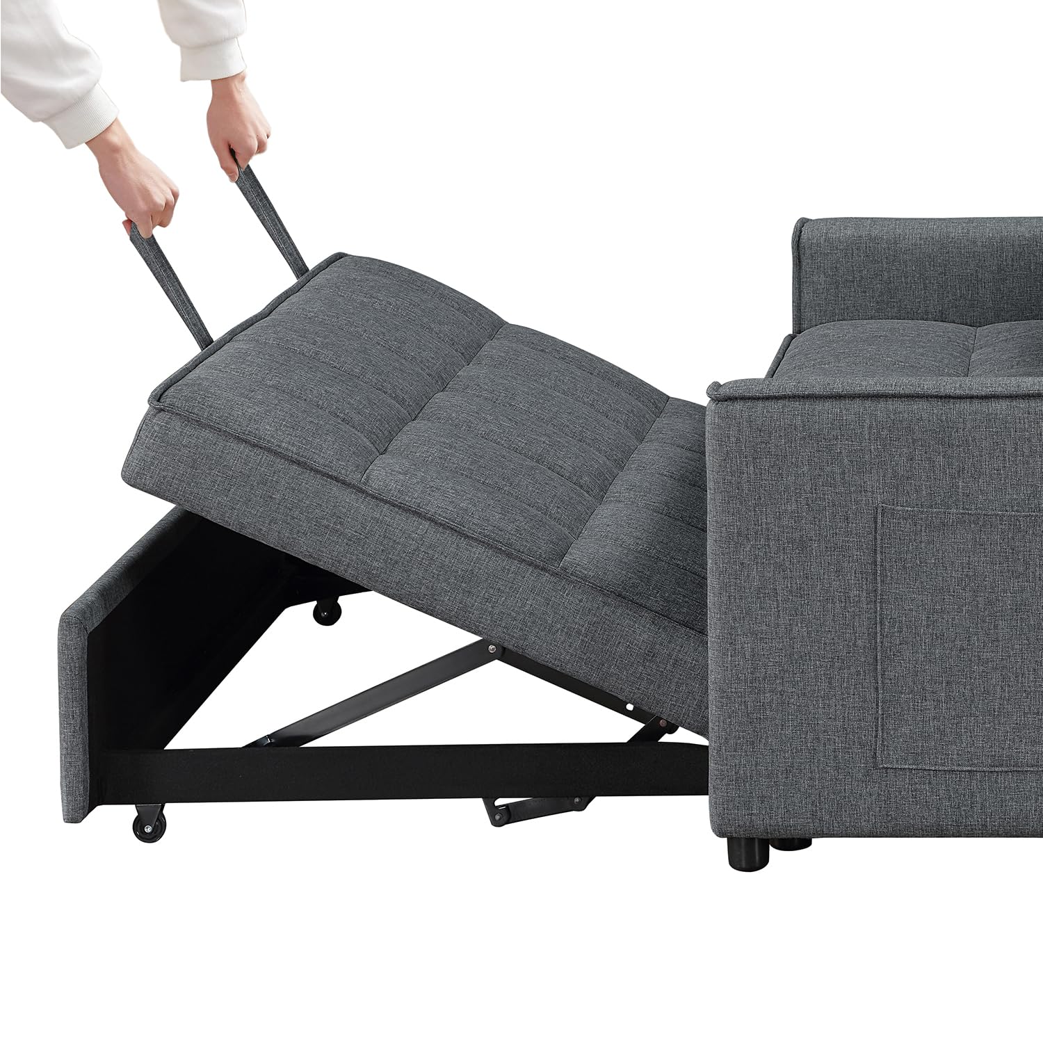 Anmutig Pull Out Sofa Bed 3-in-1 Convertible Sofa Sleeper Chair Bed,Adjustable Armchair Beds for Small Spaces, Apartment, Living Room, Office (Grey)