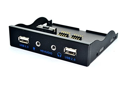 XT-XINTE 3.5" 9Pin to 2 USB 2.0 Hub Front Panel with HD Audio Mic Interface for PC Desktop 3.5Inch Floppy Disk Bay Expansion