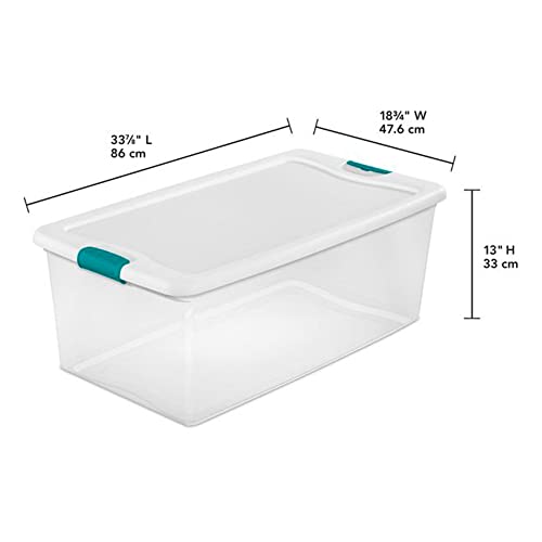 Sterilite 106 Quart (4 Pack) & 64 Quart (6 Pack) Latching Clear Plastic Storage Organizer Tote Tub Container Bin Box for Organization and Storage