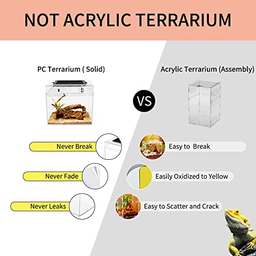 Reptile Growth Mini Reptile Terrarium,8" x 8"x 8" Reptile Tank with Full View Visually Appealing,for Insect,Fish,Tarantula,Hermit Crab,Jumping Spider,Iguana,Tortoise,Leopard Gecko,Frog,Bearded Dragon