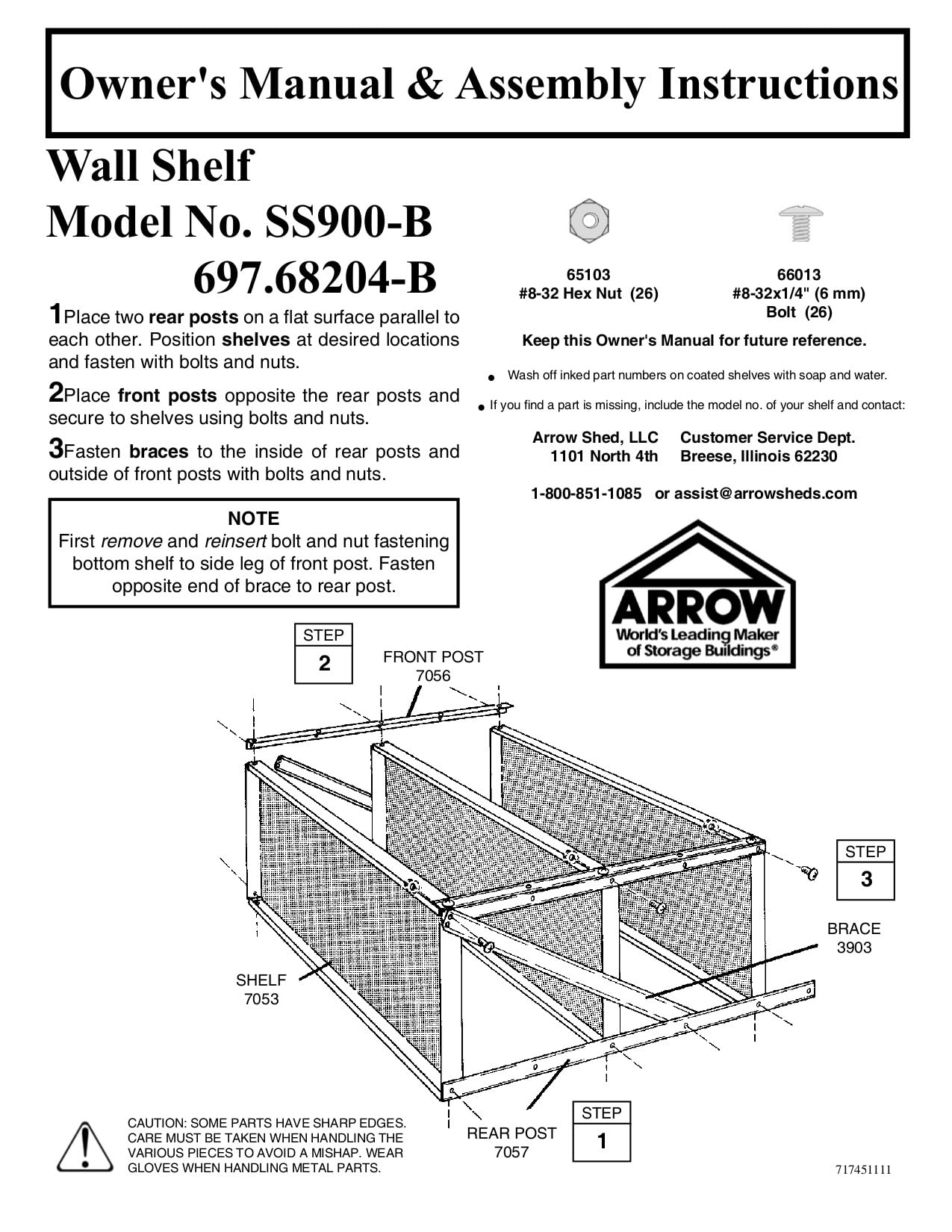 Arrow Shed SS900 Three Tier Shelf Kit