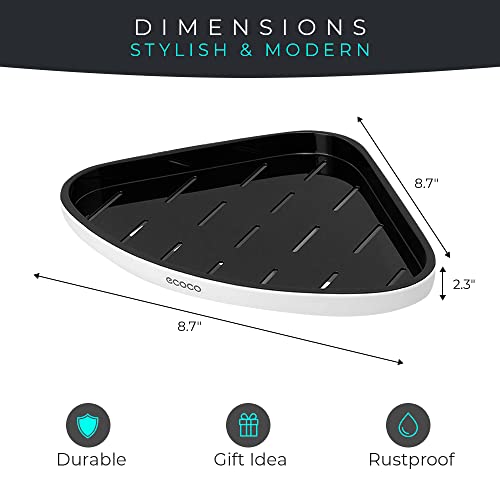 Bathroom Floating Organizer Corner Shower Caddy Shelf. Wall Mount With Extra Strong Self Adhesive, No Drilling, Easy Drainage and Rustproof. (White/Black)