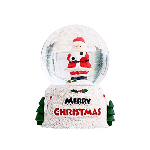 BZGWECD Music Boxes for Girls Snowman Glass Ball Miniature Christmas Snow Globe with Colorful Lighting Fall Resistant Snowman Statue Glass Snow Globe (Color : Small, Size : Xmas Santa Claus)