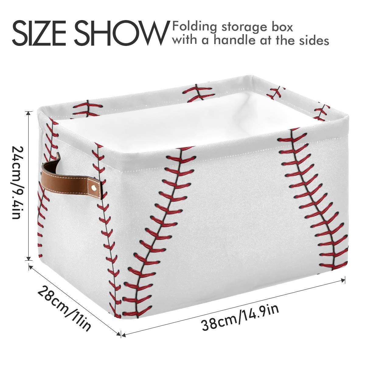 Storage Basket Cube Baseball Laces Large Collapsible Toys Storage Box Bin Laundry Organizer for Closet Shelf Nursery Kids Bedroom,15x11x9.5 in,1 Pack