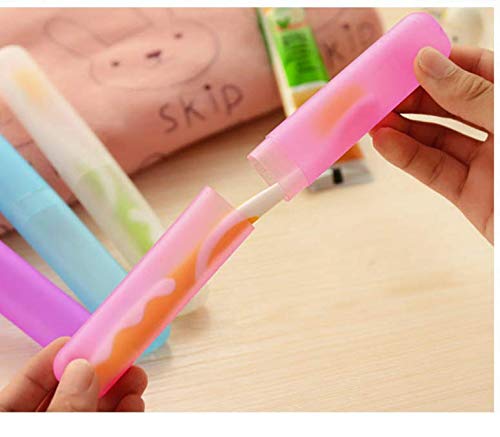 LASSUM 4 Pcs Colorful Plastic Toothbrush Case Portable Toothbrush Case Holder for Daily and Travel Use