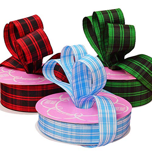 Green Plaid Wired Edge Ribbon - 1 1/2" x 25 Yards, St. Patrick's Day, Christmas, Easter, Spring, Fall, Wreath, Garland, Gifts, Bows, Presents