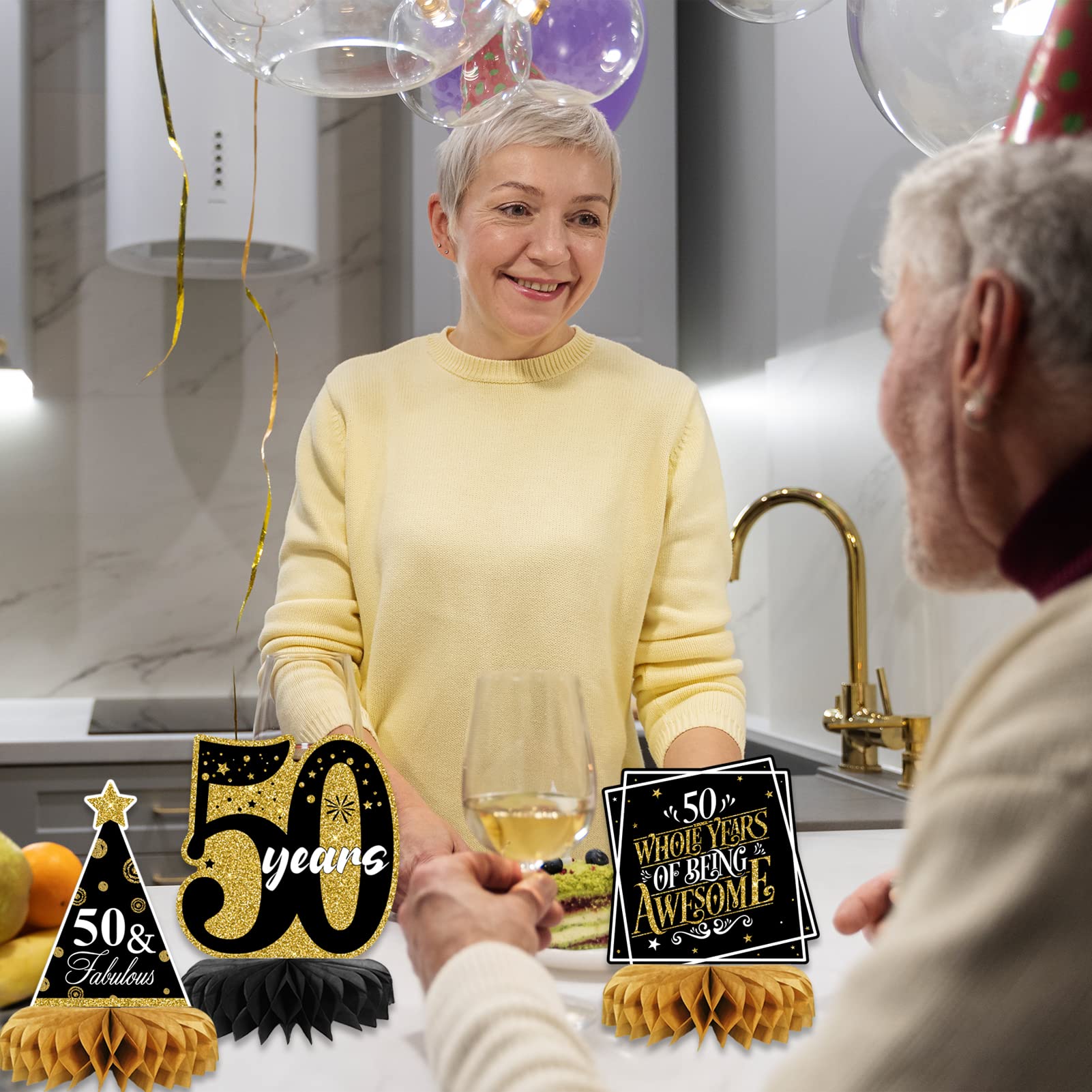 9 Pieces 50th Birthday Decorations 50th Birthday Centerpieces for Tables 50th Birthday Party Decorations for Men and Women (50th)