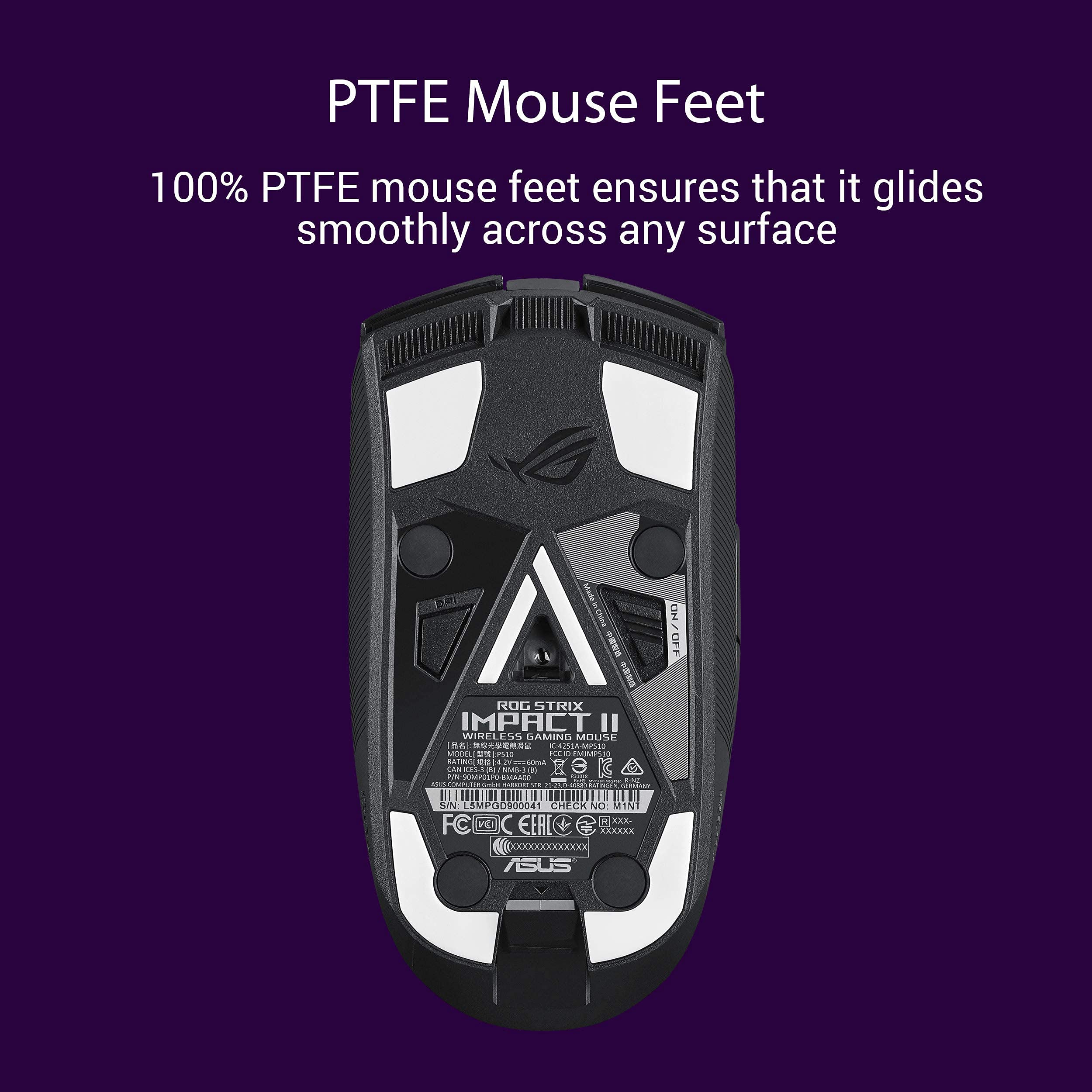 ASUS Optical Gaming Mouse - ROG Strix Impact II | Wireless Gaming Mouse with 16,000 DPI | 5 Programmable Buttons, RGB Lighting, 2.4 GHz, Long Battery Life, Lightweight, Ergonomic (Renewed)