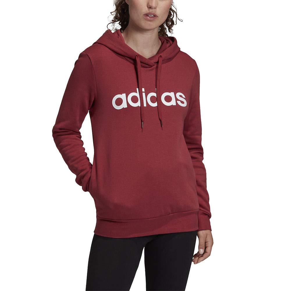 adidas Female Essentials Linear Overhead Fleece Hoodie,Legacy Red/White,1X