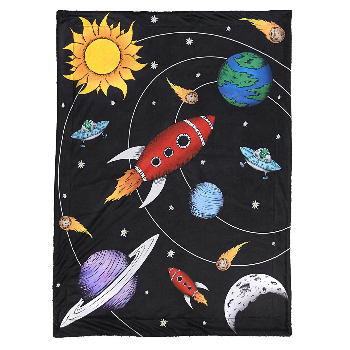 Jaxson's World Outer Space Theme | Minky Fleece Baby Blanket