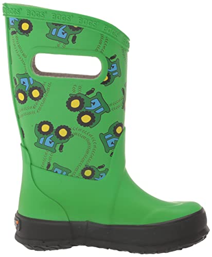Bogs Kids Rainboot, Tractors Print - Green, Size 7 Little Kid
