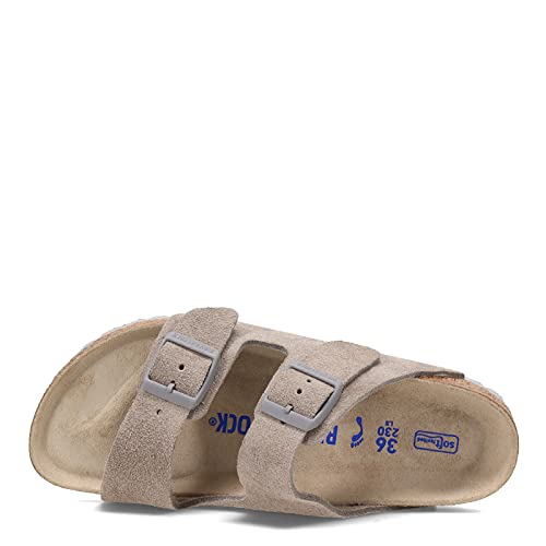 Birkenstock Women's Arizona Soft Footbed Sandals, Stone Coin, Tan, Grey, 10-10.5 Medium US