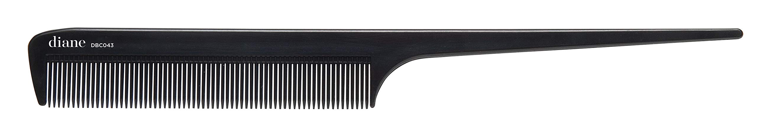 Diane Ionic Rat Tail Comb – Anti-Static Fine Tooth Comb and Hair-Cutting, Styling Tool for Women, Men, Hair Stylists, Barbers with Long Thin Handle, Black, 8 Inches, DBC043