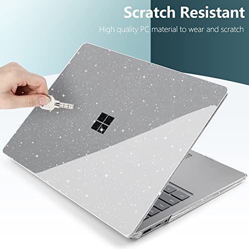 Batianda Premium Protective Case for 13.5 inch Microsoft Surface Laptop 5 4 3 with Metal Palm Rest - Slim Design with Superior Impact Resistance & Keyboard Cover & Screen Protector, Bling Clear