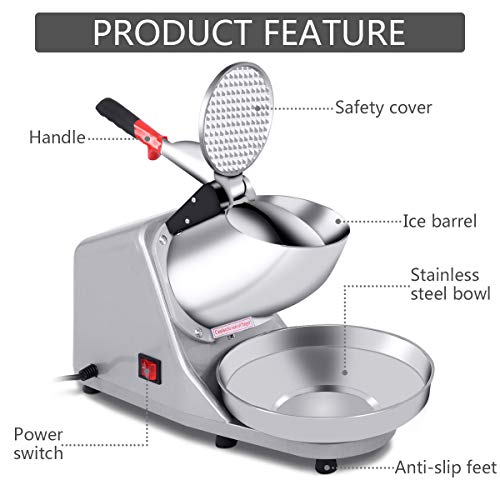 GoplusĀ® Electric Ice Crusher, Ice Shaver Machine, Snow Cone Maker, Shaved Ice Machine, 143 Lbs
