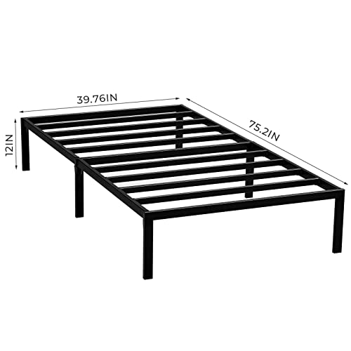 GreenForest Bed Frame Queen Size with Wooden Headboard Platform Bed with Metal Support Slats and Twin Bed Frame Tool-Free Assembly Metal Platform