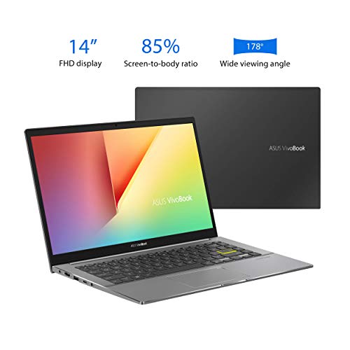 ASUS VivoBook S14 S433 Thin and Light Laptop, 14in FHD Display, Intel Core i5-1135G7 CPU, 8GB DDR4 RAM, 512GB PCIe SSD, Thunderbolt 3, Wi-Fi 6, Windows 10 Home, Indie Black, S433EA-DH51 (Renewed)