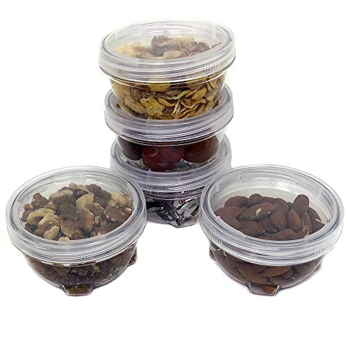 PAYLAK Storage Containers Clear Stackable Interlocking Detachable with Lid 5 for Beads Food Jewelry Coins Medicine Screws Nuts - 3 1/2" Round