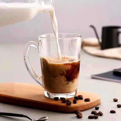 Cadamada Clear Glass Coffee Mugs, 7 OZ Espresso Mugs with Handle, Glass Drinking Beverage Cups for Latte, Cappuccino, Tea, Fruit Juice, Water, Office, Set of 12