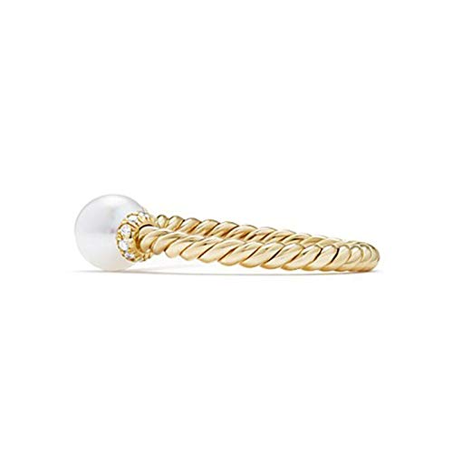 888 Easy Shop Gorgeous Wedding Ring for Women 18k Yellow Gold White Pearl (8)