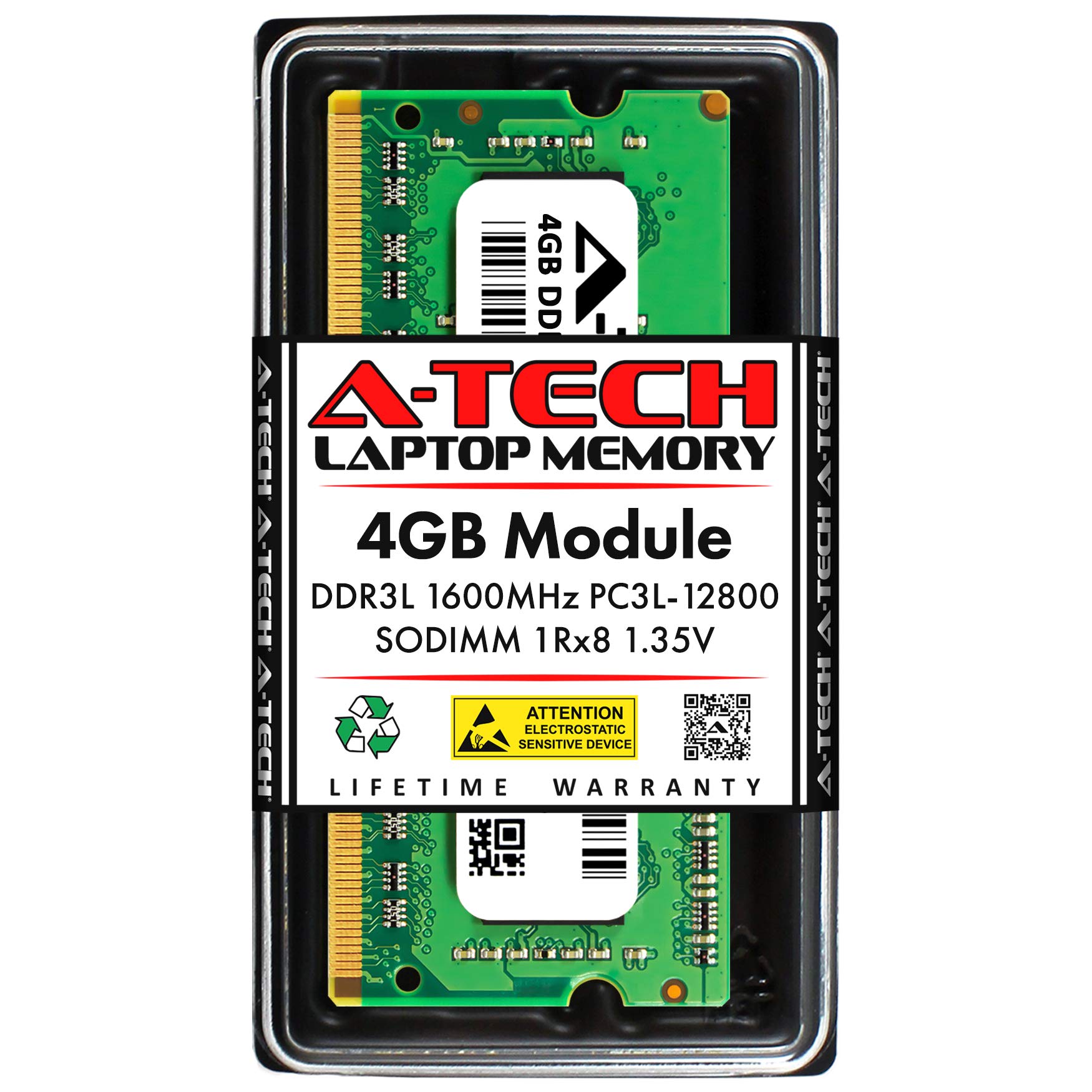 A-Tech 4GB RAM Replacement for Synology RAM1600DDR3-4G | DDR3/DDR3L 1600MHz PC3L-12800 SODIMM 1Rx8 1.35V 204-Pin Non-ECC SO-DIMM Memory Upgrade for NAS DiskStation & RackStation