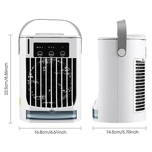 Desktop Cooling Fan - 500ml water tank Small Ac Unit - Small Portable Ac USB Charging, 3 Mist Modes, Camping Air Conditioner for Home Room Camping Car Office