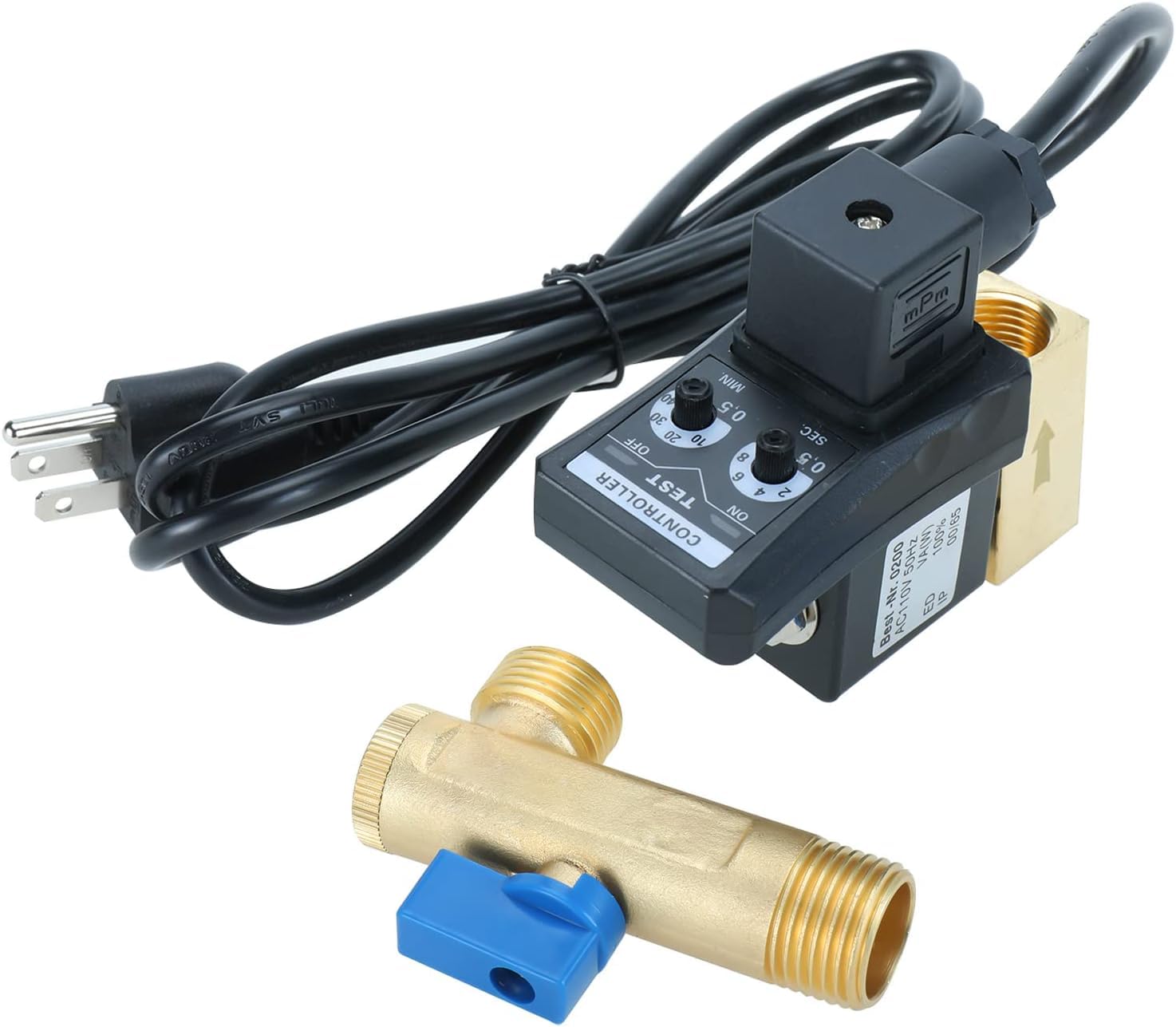 Yaegoo Automatic Gas Tank Valve, 1/2" AC 110V Automatic Timed Condensate Drain Valve with Power Cable