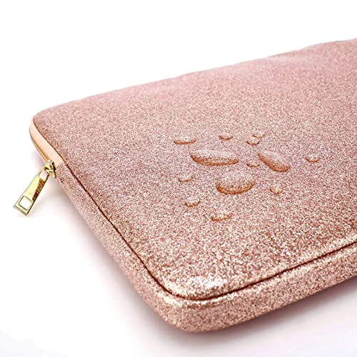 MOSISO Laptop Sleeve Compatible with MacBook Air 13 M2 A2681 M1 A2337 A2179 A1932/Pro 13 inch M2 M1 A2338 A2251 A2289 A2159 A1989 A1706 A1708, PU Leather Vertical Padded Bag Waterproof Case, Rose Gold