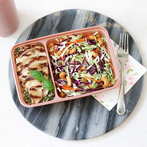 Bentgo Prep 2-Compartment Meal-Prep Containers with Custom-Fit Lids - Microwaveable, Durable, Reusable, BPA-Free, Freezer and Dishwasher Safe Food Storage Containers - 10 Trays & 10 Lids (Burgundy)